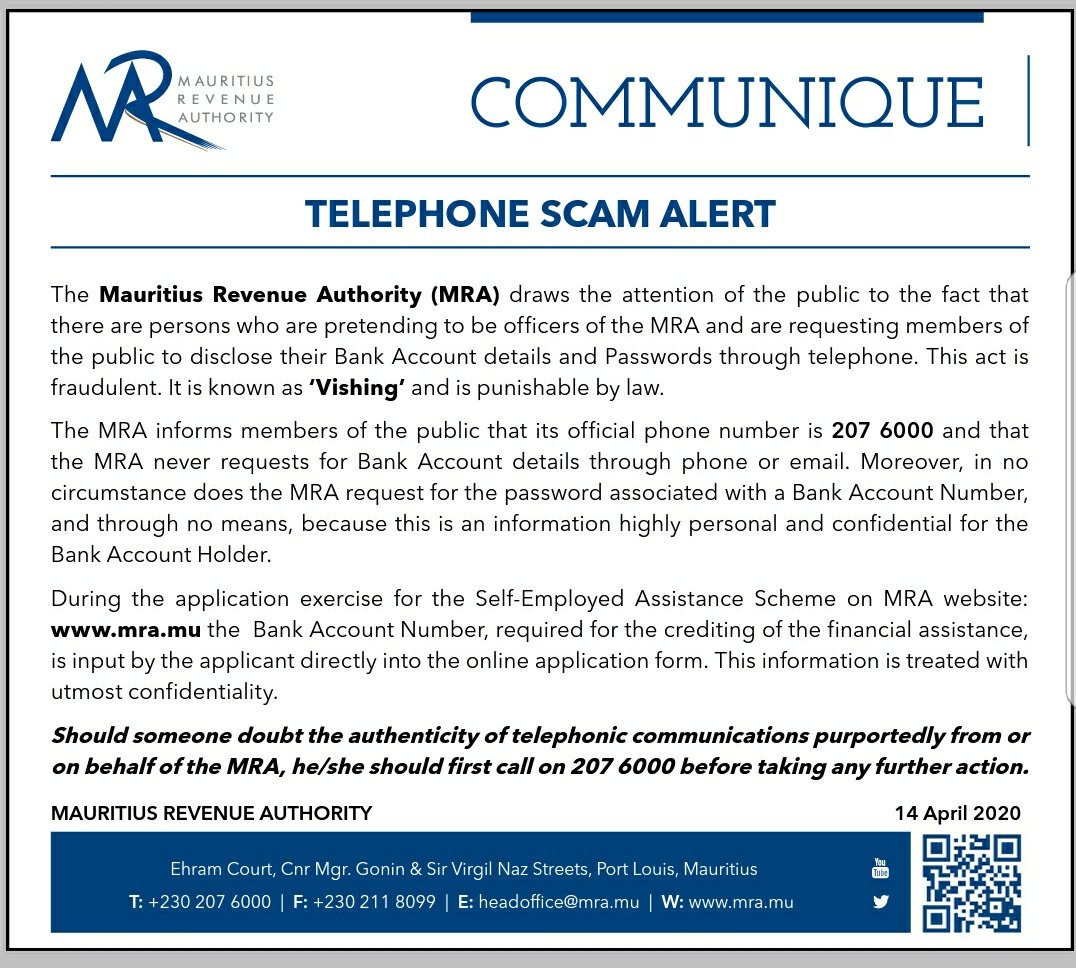 Telephone scam alert - Bank One